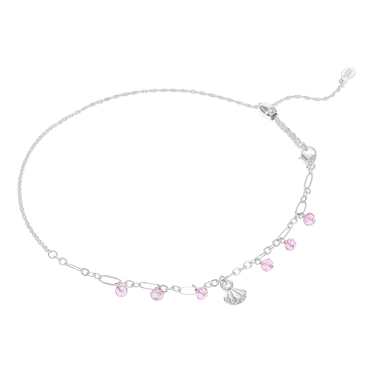 Alex and Ani Seashell and Beaded Anklet Shiny Silver One Size