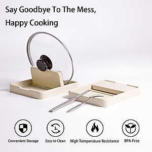 2 Pcs Spoon Holder for Kitchen Counter, Spoon Rest Holder for Stove Top, Spoon Rest with Lid Holder, Cooking Spoon Holder, Spatula Holder for Countertop. Utensil Rest Ladle Holder Kitchen Accessories