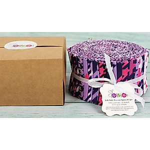 Soimoi 40Pcs Houndstooth Print Cotton Precut Fabrics for Quilting Craft Strips 2.5x42inches Jelly Roll - Purple & Pink