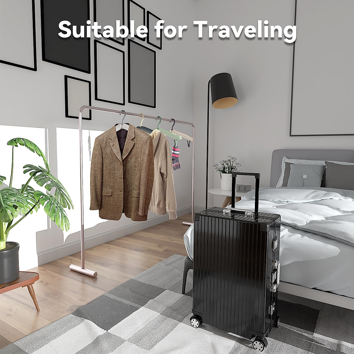 Sazfli Travel Hangers, 4-Pack Foldable Hangers, Premium ABS Plastic, Lightweight and Portable, Ideal for Clothes and Socks, Collapsible in Color Gray