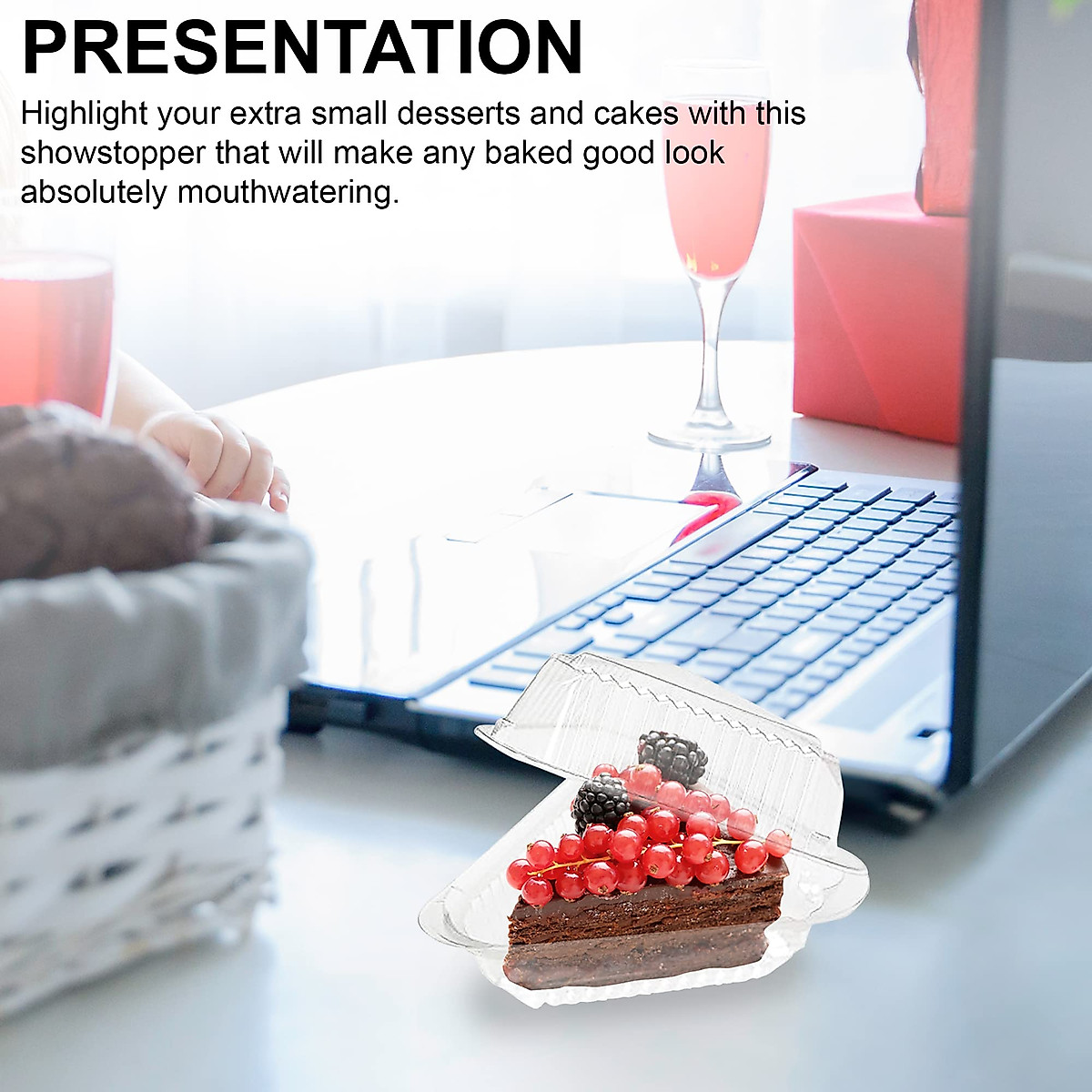 MT Products Cake Slice Container - Clear Hinged Medium Deep Cheesecake Pie Slice Containers (Pack of 20) - Made in the USA