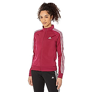 adidas Women's Plus Size Essentials Warm-Up Slim 3-Stripes Track Top, Legacy Burgundy/White, 3X