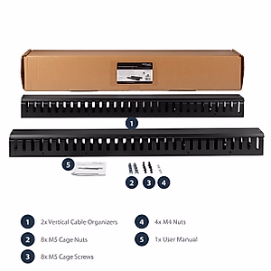 StarTech.com Vertical Cable Organizer with Finger Ducts - Vertical Cable Management Panel - Rack-Mount Cable Raceway - 40U - 6 ft (CMVER40UF)