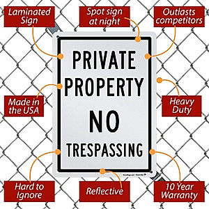 SmartSign “Private Property - No Trespassing” Sign | 10" x 14" Engineer Grade Reflective Aluminum