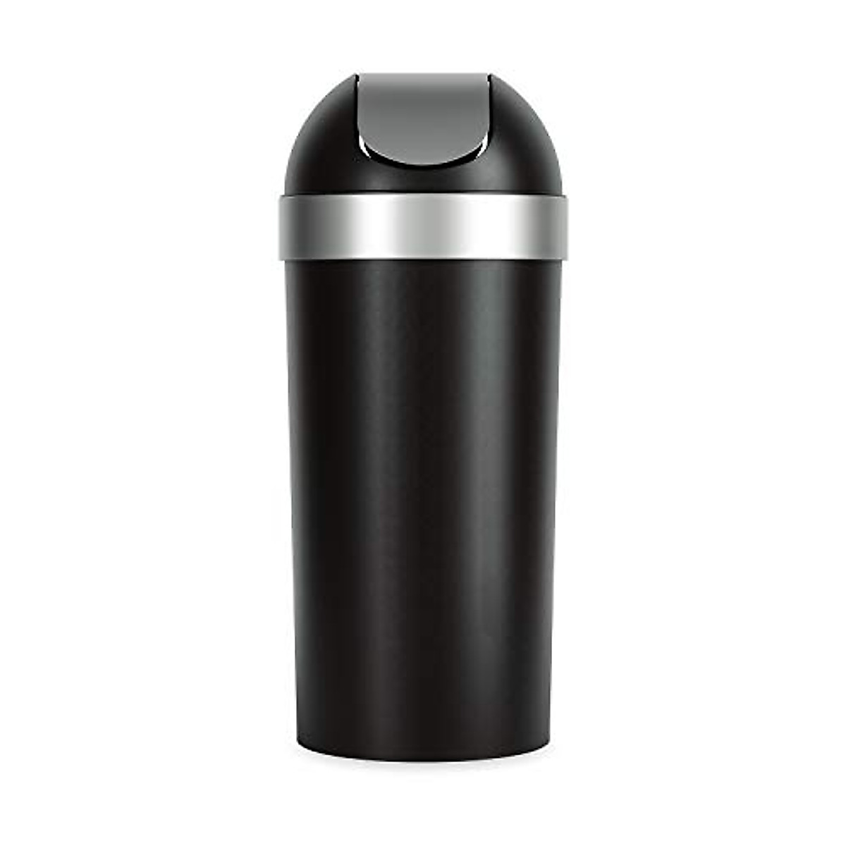 Umbra Venti Kitchen Trash Can with Swing Top Lid, Large 16-Gallon (62 L) Capacity, Black/Nickel