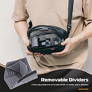 ULANZI BP08 Camera Sling Bag,Versatile Crossbody Travel Chest Bag Messenger Portable Handheld Travel Bag Accessories Stylish Compatible with Sony Smartphone etc -3L, BLACK