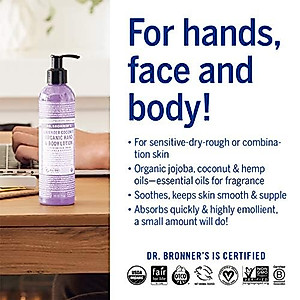 Dr. Bronner's 3-Piece Organic Lavender Gift Set - 1 Sugar Pump Soap 12-Ounces, 1 Body Lotion, 1 Castile Bar Soap