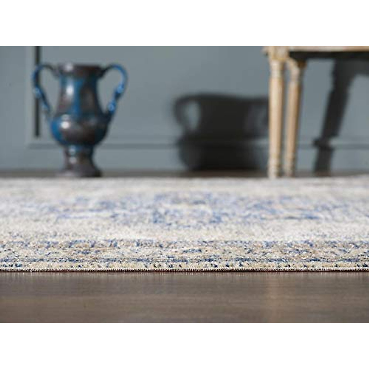 LUXE WEAVERS Otika 8693 Modern Oriental Premium Blue Area Rug 8x10, Geometric Fringe Rug