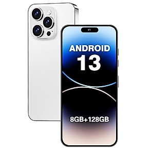 Deeptick Unlock Phone, Android 13 Cellphone, Triple SIM Card Slots, 6800mAh Battery, 6.8 inches Android Phones HD+ Screen,Face ID Qlink Cell Phones (White)