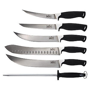 MEAT! Butcher Knives Set with Stainless Steel Blades and Slip-Resistant Handles for Meat Processing