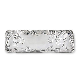 Arthur Court Designs Aluminum Horse Equestrian Oblong Tray 19 inch x 6 inch