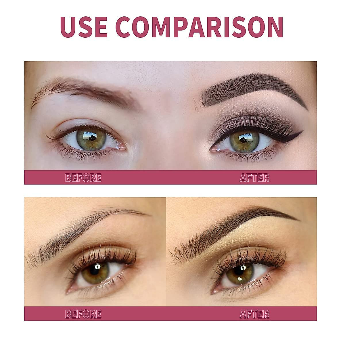 2PC Natural UltraThin Stroke Brow Brush and Eyebrow Cream, Eyebrow Hair Stroke Brush, Multifunction Ultra-thin Angled Realistic Eyebrow Brush (Dark-brown)