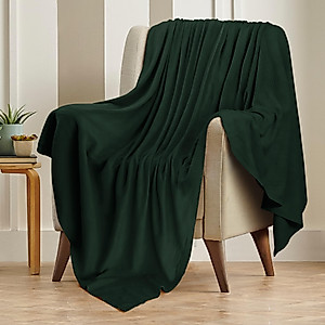 Utopia Bedding Forest Green 100% Cotton Blanket [Throw Size - 60x50 Inch] 350GSM Lightweight, Soft and Breathable Thermal Blanket for All Seasons