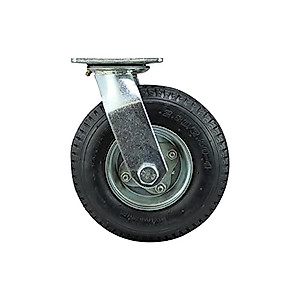 Shepherd Hardware 9794 8-Inch Pneumatic Caster Wheel, Swivel Plate, Steel Hub with Ball Bearings, 5/8-Inch Bore Centered Axle