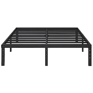 YUSENHEEI 14 Inch Queen Size Bed Frame, No Box Spring Needed, Heavy Duty Metal Platform Bed Frame with Large Underbed Storage Space, Noise Free, Easy Assembly, Black