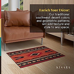 Kinara Cibola Area Rug – Southwestern Native American Design – Beautiful and Unique Pattern – Fine Weaving and Quality Material for Everyday Use – Non-Skid – 3x2 feet.