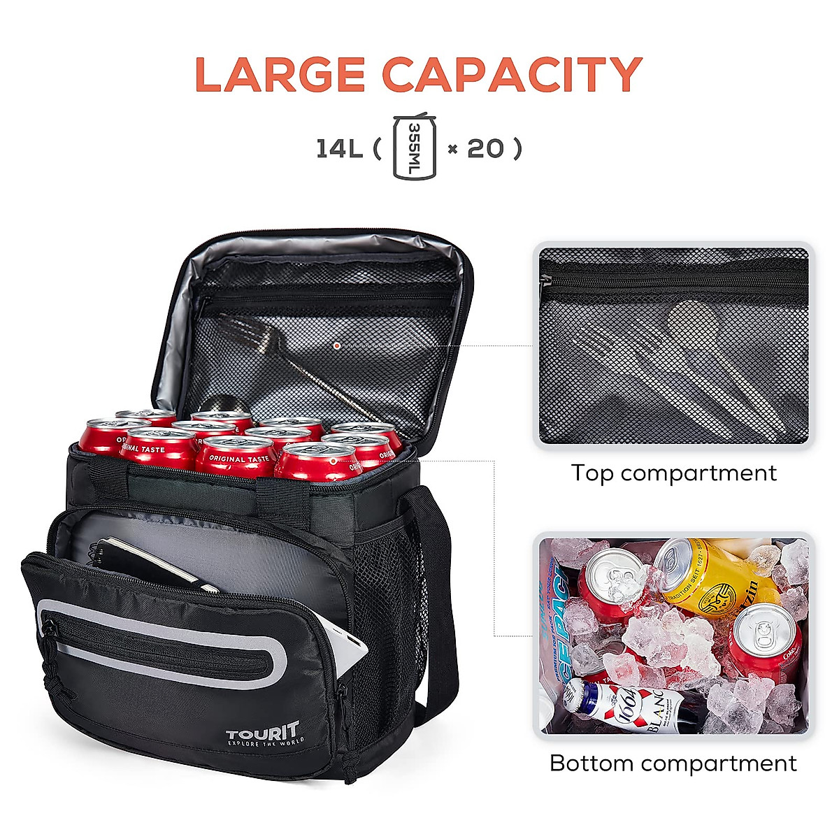 TOURIT Lunch Bag and 4 Ice Packs Bargain Perfect Combination