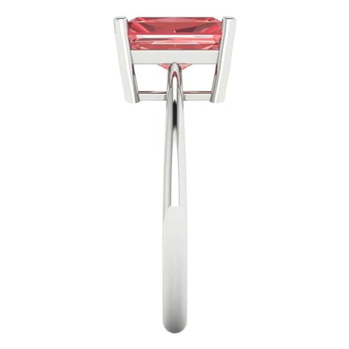 Clara Pucci 2.5ct Radiant Cut Solitaire Natural VVS1 Red Garnet Engagement Bridal Promise Anniversary Ring 18K White Gold Size 8.75