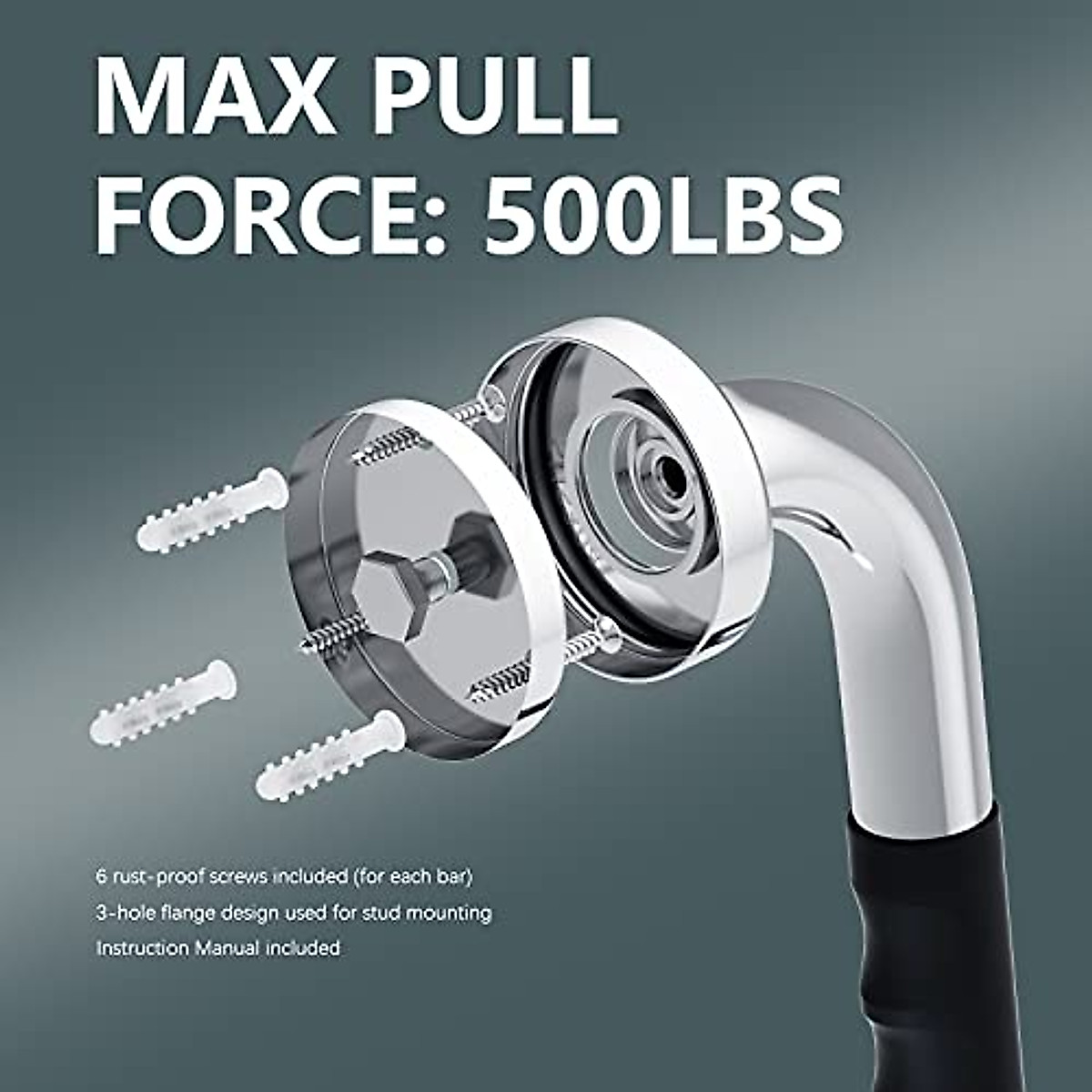 2 Pack 16 Inch Shower Grab Bar w/Anti Slip Rubber Grip,ZUEXT SUS304 Stainless Steel Bath Grab Bar,Bathroom Balance Bar,Wall Mount Safety Handrail Support,Handicap Injury Elderly Senior Assist Handle