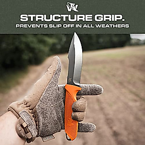 ODENWOLF HUNTER - Hunting Knife with Sheath - Strong Stick Tang Fixed Blade Knife - Made of 420 Steel - Tactical Hunting Knives with Hard Sheath with Non-Slip TPE-Handle