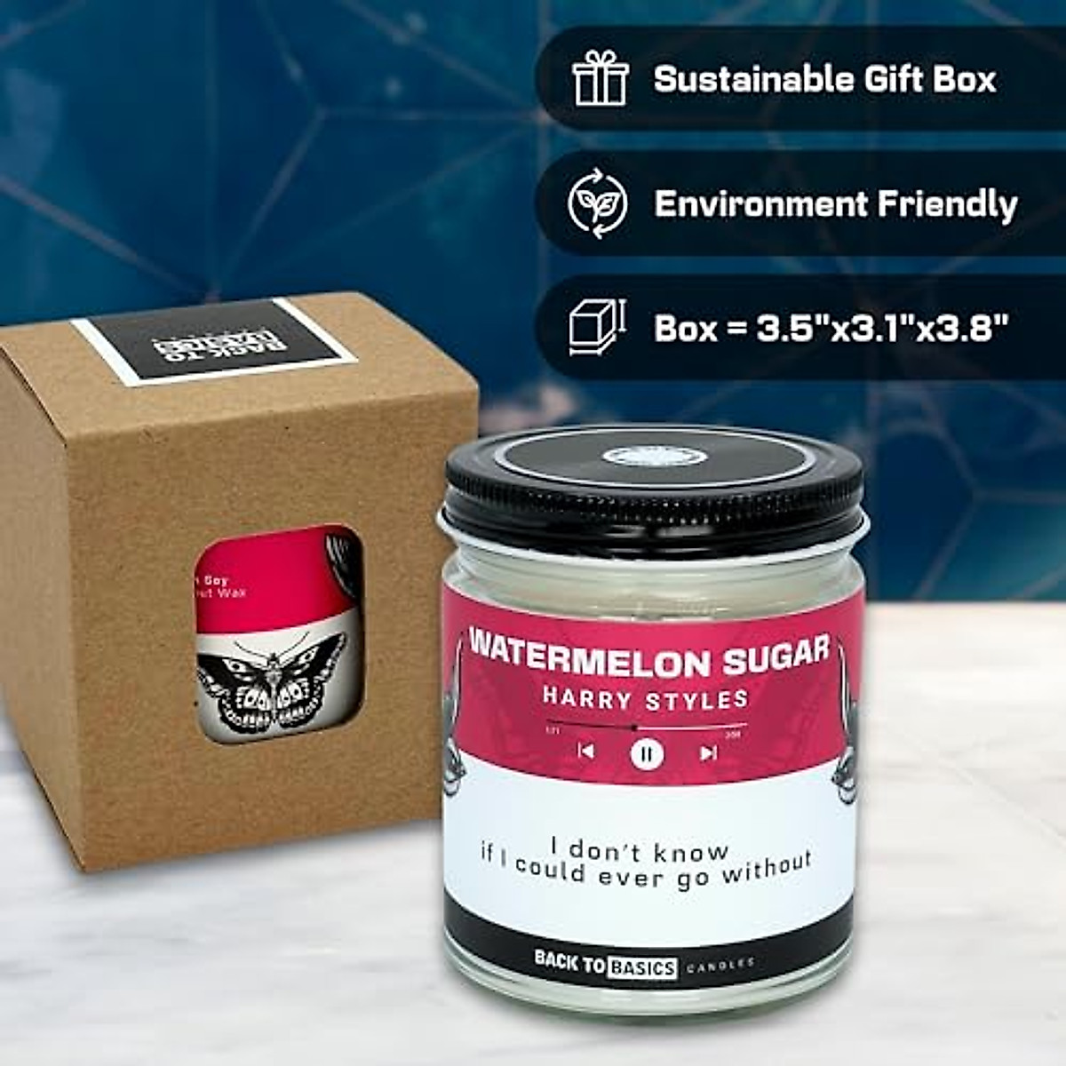 Back to Basics | Watermelon Sugar - 9oz Soy Wax Lavender Scented Candle for Home Decor, Birthday Gifts for Women, Men, Best Friend | Relaxing Aromatherapy Made in USA