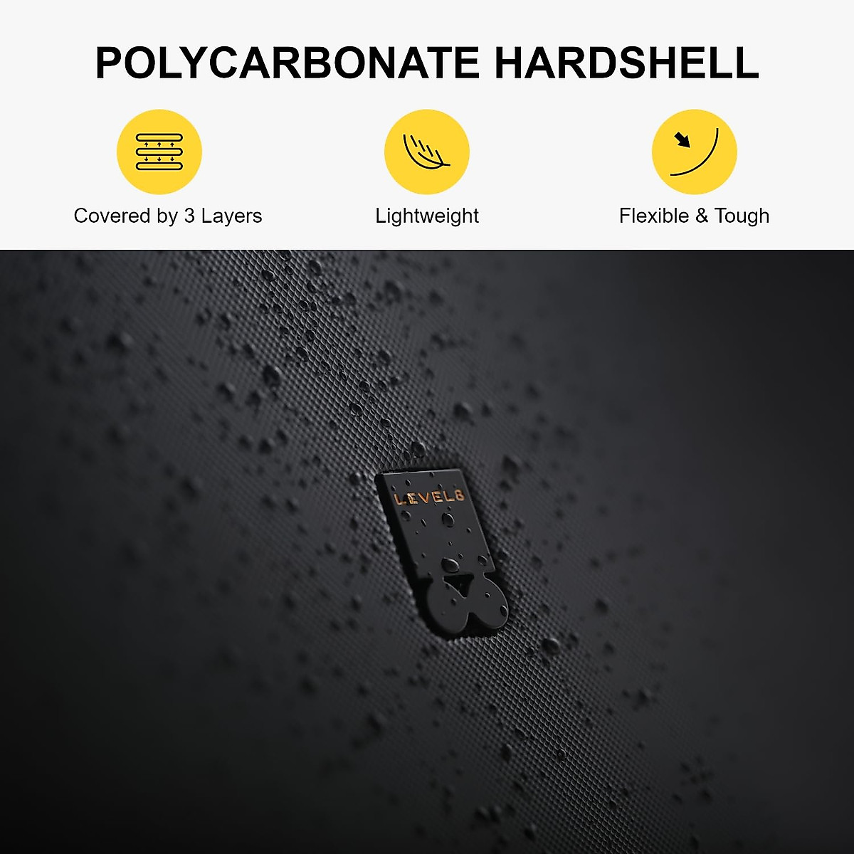 LEVEL8 Trunk Luggage, Large Suitcase 28 Inch Luggage with Spinner Wheels, Luminous Textured 28 Inch Checked Large Luggage, Lightweight Hard Case with Tsa Lock, 28 Inch, Black