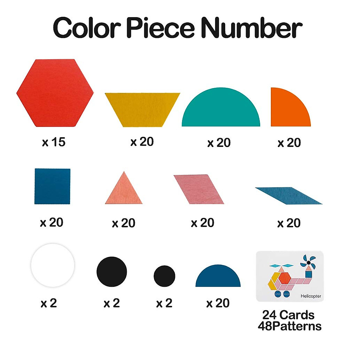 RAEQKS 180Pcs Wooden Pattern Blocks Set Brain Teaser Puzzle Tangrams Educational Montessori Toys Stem Kindergarten Preschool Learning Game with 24Pcs Flash Cards Gifts for Toddlers Kids Boys Girls