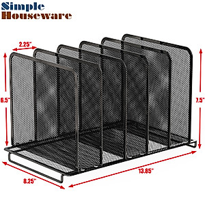 2 Pack - SimpleHouseware 5 Section Upright File Sorter Organizer, Black