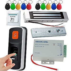 HENA HERNAS Complete Set Access Control Kit, 1000 Fingerprints and 1000 Cards RFID Keypad with Upgraded 180KG (380lbs) Magnetic Lock and Professional Power Supply, for Door Lock Security, Multicolor