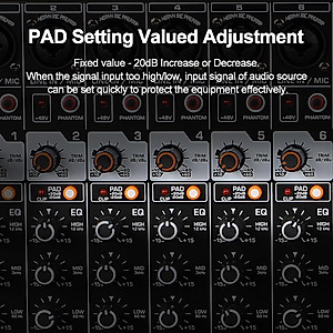 BOMGE X-8 Professional 8 Channel Audio Mixer Sound Board Mixing Console 8 Mic/Line Input Interface USB/MP3/Bluetooth Input 48V Phantom Power 24 FX DSP For PC, Studio Recording, Live Performance