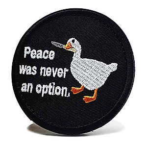 Duck Bite Knife Series Embroidered Patch Cute Duck Peace was Never an Option Badge Tactical Armband for Clothes Backpack Applique Accessory (Black)