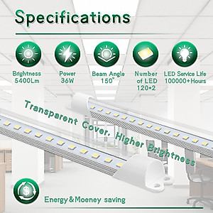 Superiorly 2 Pack Magnetic Mount 4 Foot LED Tube, 36W, 5400LM Super Bright, 5000K Daylight White, Panel Light Retrofit Kit, T8 T10 T12 8 T10 T12 Fluorescent Replacement, Crystal White, Easy to install