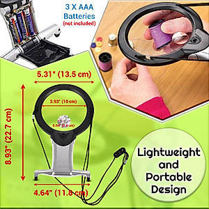 ARSUK Magnifying Glasses with Light, Hands-Free Neck Magnifier for Reading Sewing Cross Stitching Needlework Crafts Hobby Jewelry Repair, 2X 6X Magnification Hanging Cord & Desk Stand