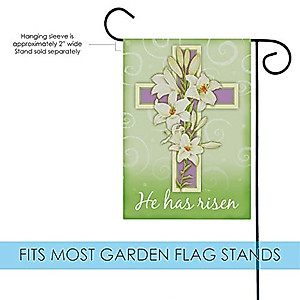 Toland Home Garden 117094 Easter Cross Easter Flag 12x18 Inch Double Sided Easter Garden Flag for Outdoor House religious Flag Yard Decoration