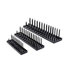 GEARWRENCH 3 Pc. 1/4", 3/8" & 1/2" Drive SAE Socket Storage Tray Set, Black - 83118