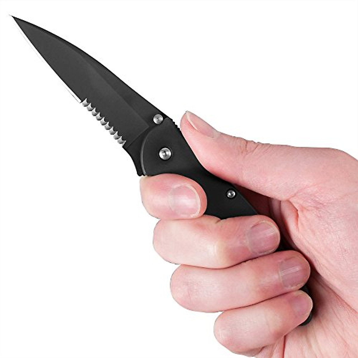 Kershaw Leek Black Serrated EDC Pocketknife, 3" Sandvik 14C28N Steel Blade, Assisted Opening Folding Knife