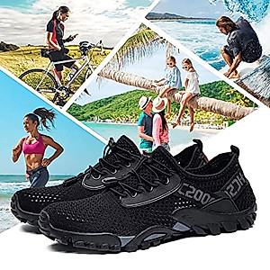 Men Water Shoes Quick Drying Women Water Hiking Swim Beach Shoes for Sailing Kayaking Surfing All Black