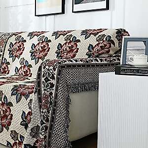 YASHLIE Vintage Large Woven Throw Blanket 78x90 Knit Blanket Chair Cover Bed Blanket (Classical Style/B, Queen Bed 78 * 90)