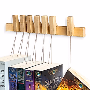 Ash Harbor Floating Wall Bookshelf - Wall Mounted Book Organizer with Included Bookmarks - Hardwood Hanging Bookshelf for Bedroom, Living Room, or Kitchen - A Thoughtful Gift for Book Lovers (Natural)