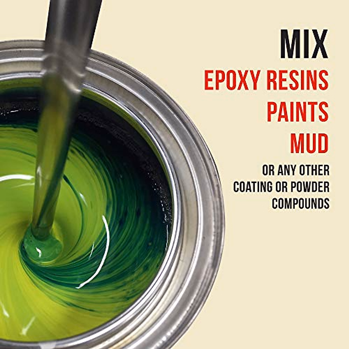 TCP Global Paint, Epoxy Resin, Mud Power Mixer Blade Drill Tool for Mixing Quarts and Gallons (2 Pack) - 10" Long, 1/4" Round Drill Shaft, 2.5" Plastic Paddles - Stirring Cans, Buckets, Pails and Cups