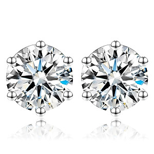 SecreTalk Moissanite Stud Earrings, 1ct C6P D Color Ideal Cut Lab Created Diamond 18K White Gold Plated Earrings for Women with Certificate of Authenticity