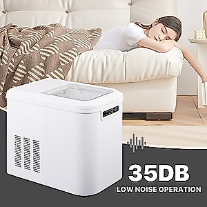 mollie Ice Maker Countertop 9 Ice Cubes Ready in 10 Mins - 26LBS/24Hrs, Self-Cleaning Ice Makers, One-Click Operation Portable Ice Cube Machine w/Ice Scoop for Home Kitchen Office Party RV, White