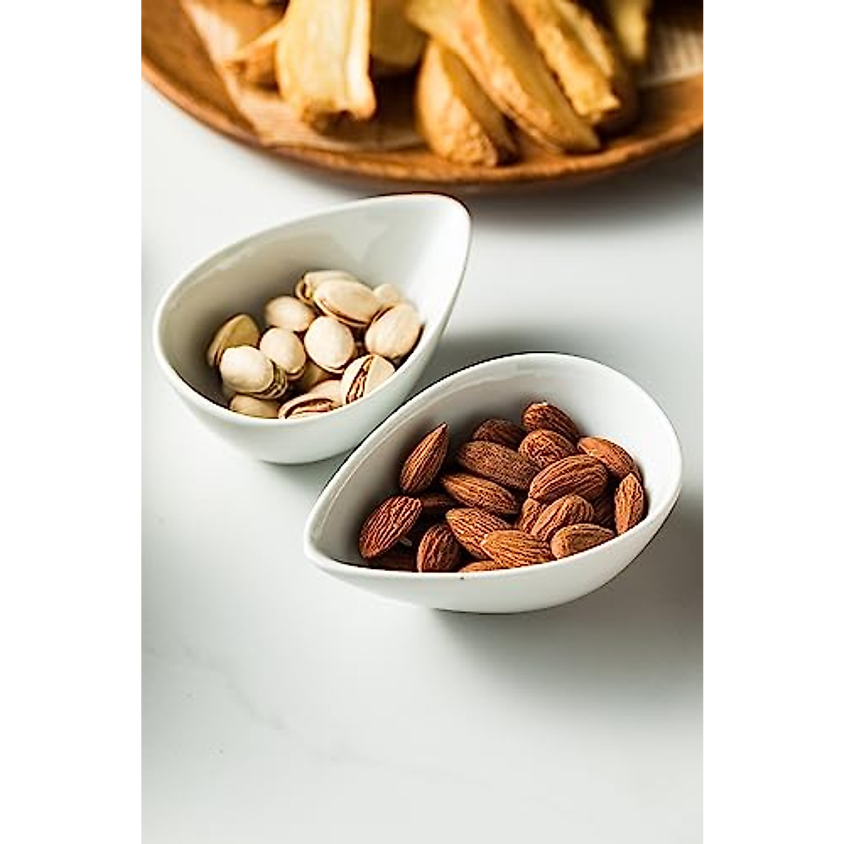 Miamolo 8 Pack Dipping Sauce Bowls, 3 Oz Ceramic Soy Sauce Dish Dip Bowls Water Drop Shape, Small Bowls for Side Dishes, Sushi, Ice Cream, Appetizer, BBQ, Party