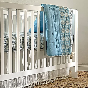 Crane Baby Wrap Around Bed Skirt for Crib, Cotton Crib Skirt for Boy's and Girl's Nursery, White, 28”w x 52”h x 16”d