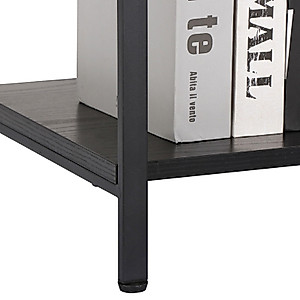 Solid Double Bookcase Short Frame Wood Bookshelf Display Rack Small Place Cozy, Black
