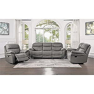 Lexicon Lapointe Wall-Hugger Manual Double Reclining Loveseat, Gray