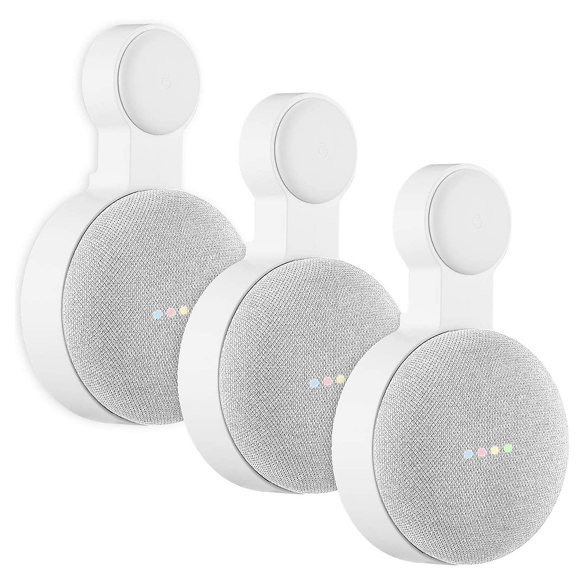 Caremoo Google Home Mini Wall Mount, White, 3 Pack - Superb Cord Management for Space-Saving Design