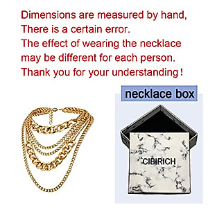 CIBIRICH Punk Chain Chunky Necklaces for women Multilayer Collar Necklace Gold