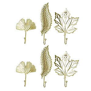 LC LICTOP Gold Decorative Wall Hooks 6PCS (Type A+B+C)