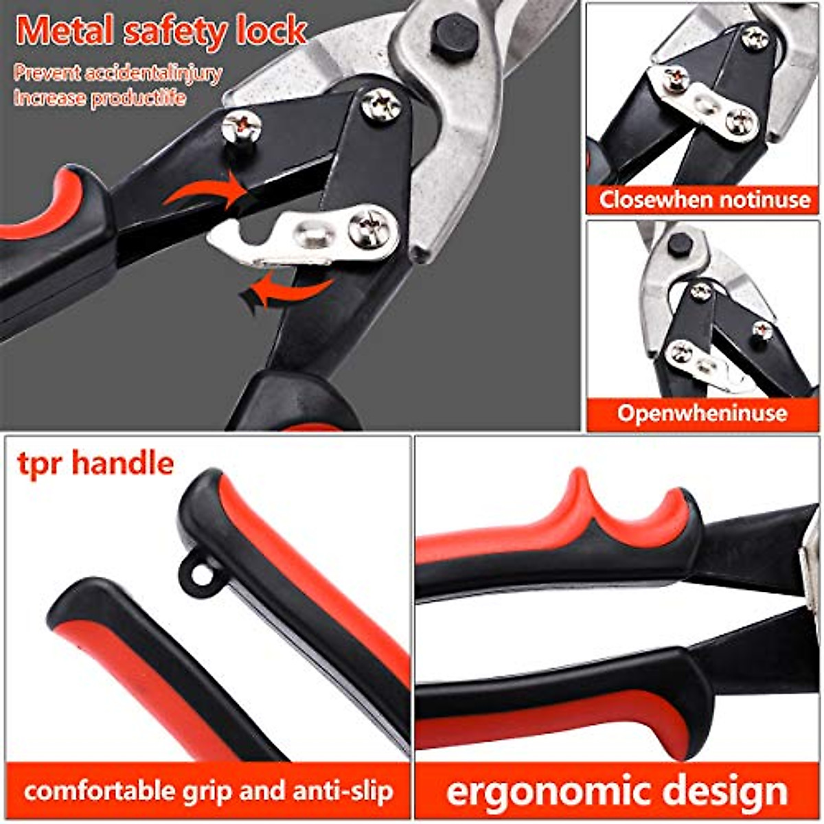 Aviation Snip - Straight Cut Tin Snips Cutting Metal Shears with Forged Tooth-Ripple Blade Cutting Steel Tool for Steel Aluminum Leather Copper